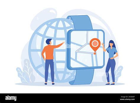 Users Looking At Smartwatch With Gps Navigation Pin Smartwatch