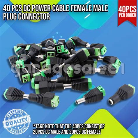 Explosive ⚡40 Pcs Dc Power Cable Female Male Plug Connector 5 5mm X 2