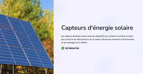 Capteurs Dénergie Solaire