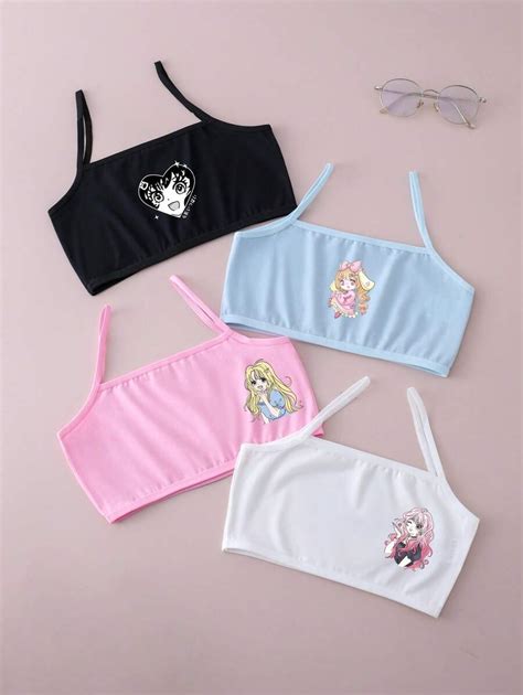 Set Of 3 All Match Solid Color Vest Tops With Chest Pad For Tween Girls Underwear Shein Usa