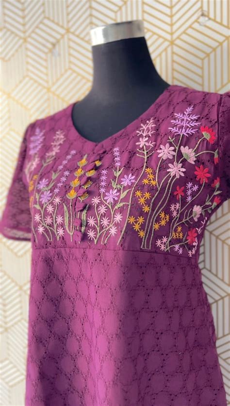 Beautiful Hakoba Aline Tops With Beautiful Thread Embroidery Works2050