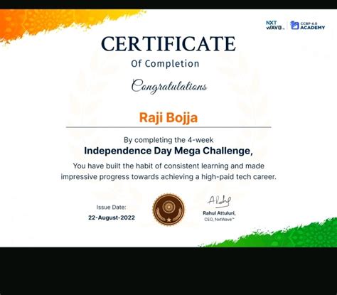 Raji Bojja On Linkedin Nxtwave Ccbp Ccbpacademy Independencedaymegachallenge