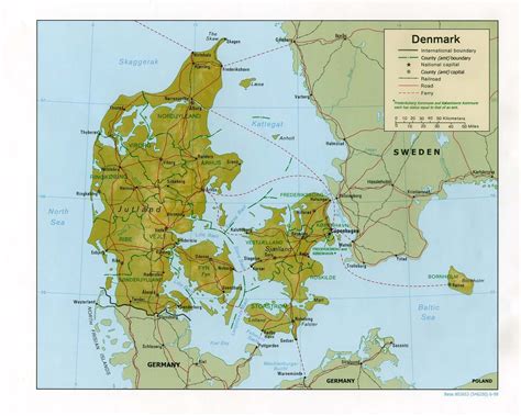 Relief And Administrative Map Of Denmark Denmark Relief And