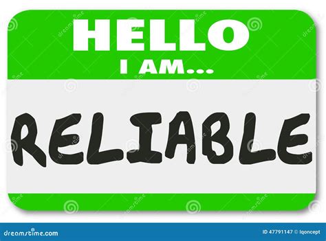 Reliable Name Tag Sticker Dependable Worker Team Member Person Stock