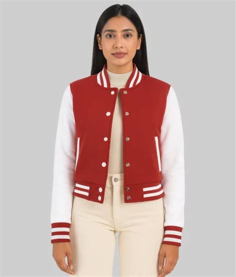 Clementine Red And White Varsity Jacket Tlc