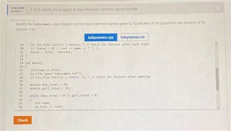 Solved HALLENGE Ictivity Modify The Babynames Cpp Program Chegg