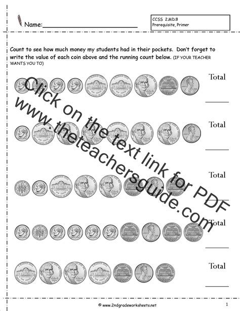 Counting Coins And Money Worksheets And Printouts