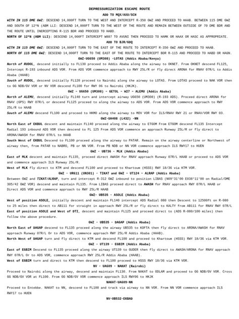 Depressurization Escape Route Procedures Pdf Aviation Radio