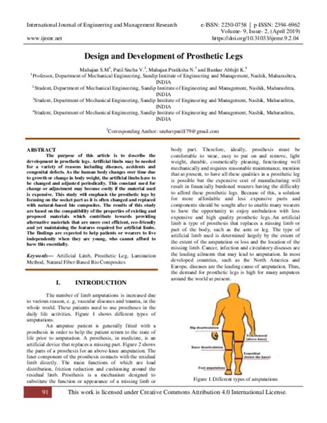 pdf design and development of prosthetic legs