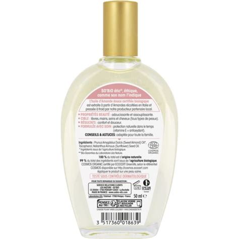 Huile D Amande Douce 100 Origine Naturelle Bio SO BIO ETIC Le