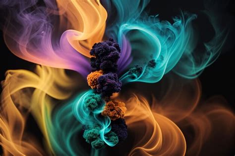 Premium Ai Image Iridescent Fluids On A Dark Canvas Colorful Smokes