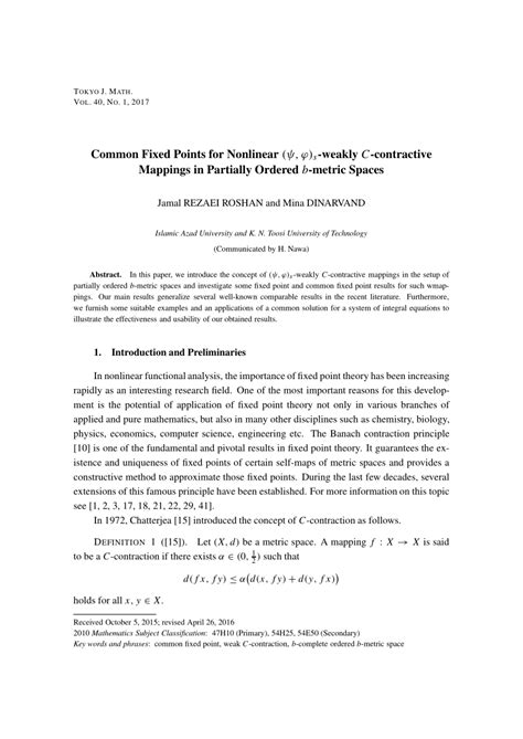 Pdf Common Fixed Points For Nonlinear Psi Varphi S Weakly C