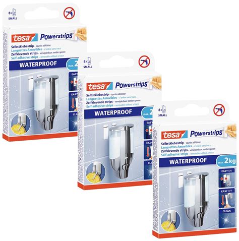 Tesa Tesa Powerstrips Waterproof Strips LARGE 3 Pack Double Sided
