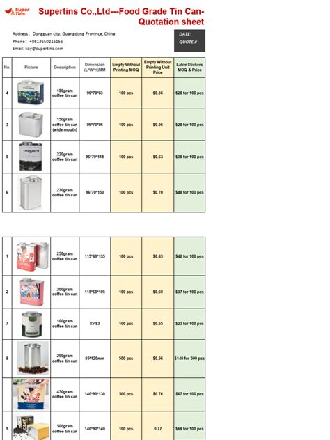 Coffee Container Quotation Sheet 0726 Pdf