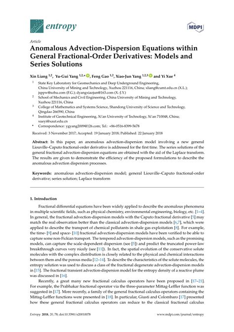 Pdf Anomalous Advection Dispersion Equations Within General Fractional Order Derivatives
