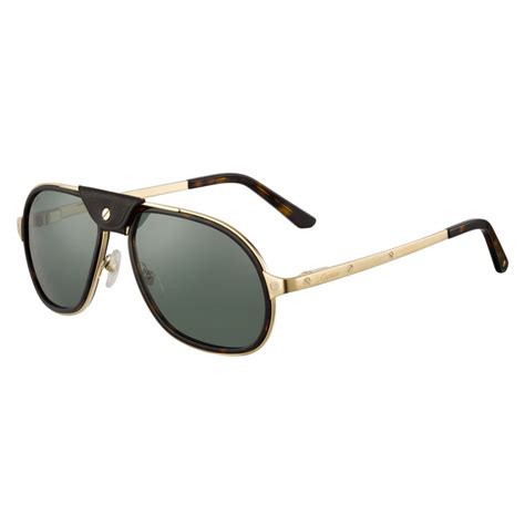 Cartier Pilot Metallo Finitura Oro Lucida E Spazzolata Lenti Verdi