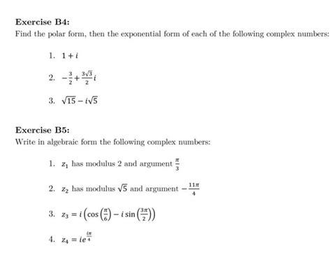 Solved Exercise B4 Find The Polar Form Then The Chegg Com