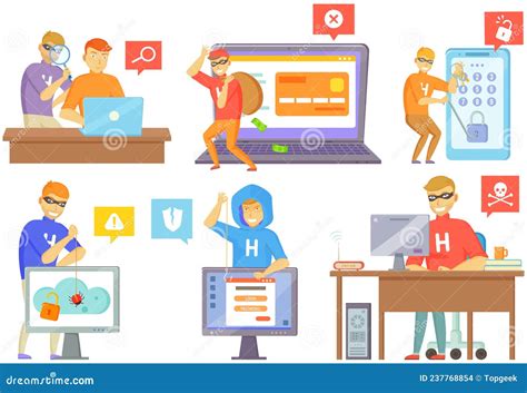 Hacker Attack Hacker Breaks Into Computer Stock Vector Illustration