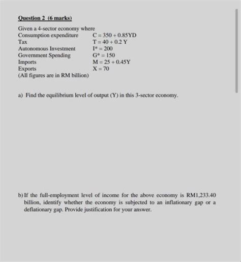 Solved A Find The Equilibrium Level Of Output Y In This Chegg Com