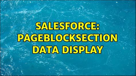 Salesforce Pageblocksection Data Display Youtube