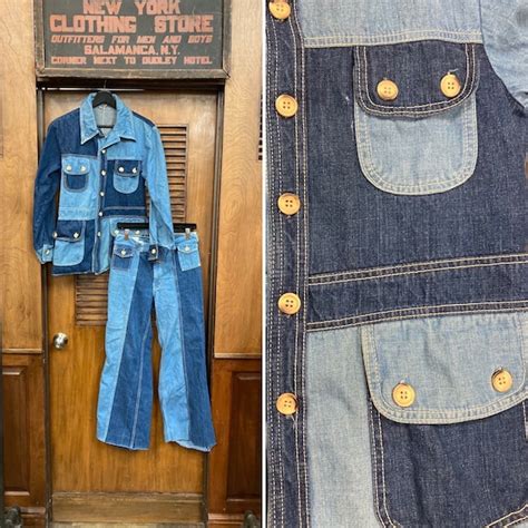 Vintage 1970s Colorblock Denim Hippie Boho Disco Mod Gem