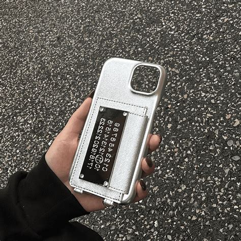 가죽 실버 금속 장식 카드지갑 수납 케이스 아이폰 11 12 13 14 15 프로 맥스 Y2k 레트로 유니크 6color [해외] 에이블리