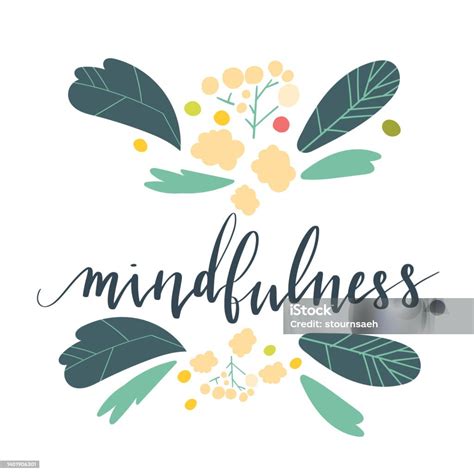 Mindfulness Hand Written Brush Lettering In Script Illustration