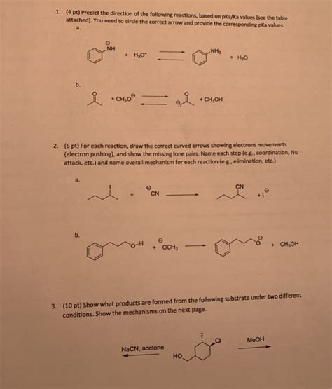 solved 1 4 pt predict the direction of the following