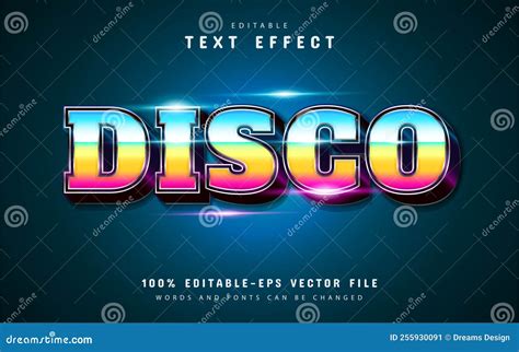 Disco Text Effect Retro Style Stock Vector Illustration Of Scifi