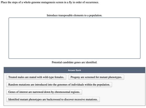Solved Place The Steps Of A Whole Genome Mutagenesis Screen