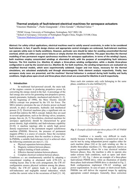 PDF Thermal Analysis Of Fault Tolerant Electrical Machines For Aerospace Actuators
