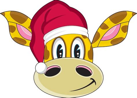 Personnage De Dessin Animé Mignon Père Noël Girafe Noël Vecteur Premium