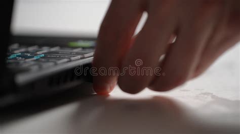 Close Up Hands Of Unrecognizable Man Disconnect Internet Lan Cable To Laptop Computer At Table
