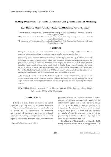 Pdf Rutting Prediction Of Flexible Pavements Using Finite