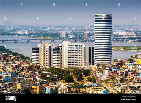 Aerial Drone View Of Guayaquil City In Ecuador A Look Over Downtown