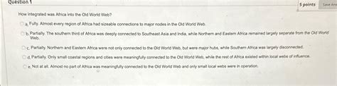 Solved Question 15 ﻿pointshow Integrated Was Africa Into The