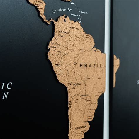 Quadro Tríptico Mapa Mundo Wood Nest