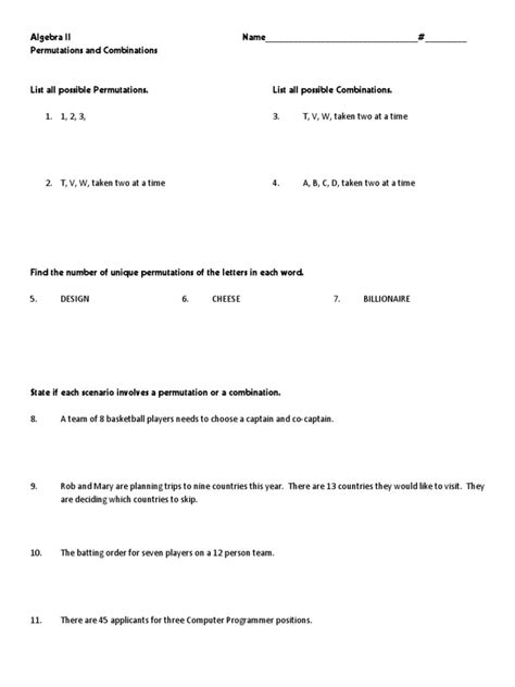 permutations and combinations pdf