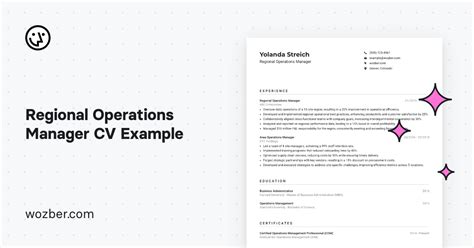 Regional Operations Manager CV Example