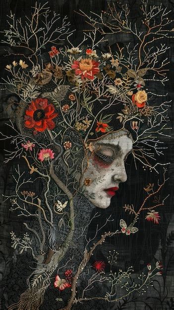 Premium Photo Eerie Vintage Embroidery Timeless Motifs Fading Into