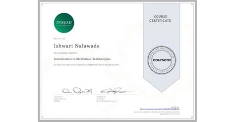 Completion Certificate For Introduction To Blockchain Technologies