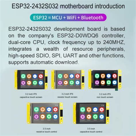 Esp32 32 Andtouchscreen Development Board Wifi Bluetooth Iot Mcu Lcd