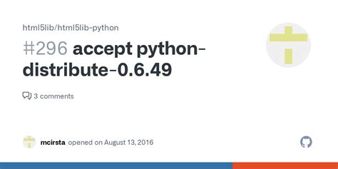 accept python distribute 0 6 49 · issue 296 · html5lib html5lib python