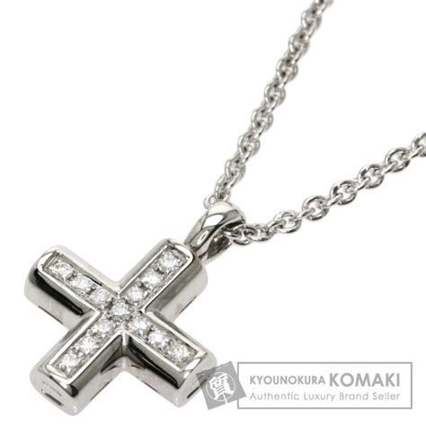 Bvlgari ブルガリ ラテンクロス ダイヤモンド ネックレス K18ホワイトゴールド レディース 中古 30610114 ブランド