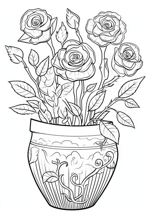 Vaso De Flor Para Colorir De 20 Desenhos Para Imprimir E Pintar