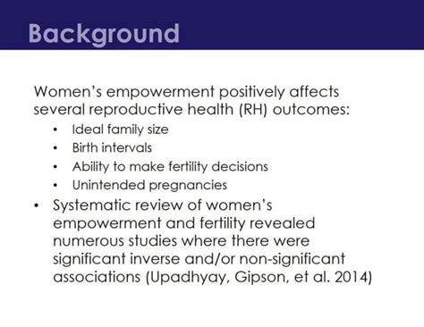 Development And Validation Of A Reproductive Empowerment Scale Ppt
