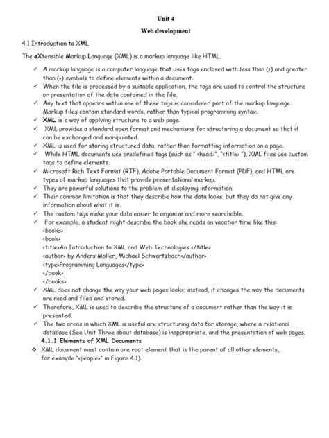 It G12 Unit 4 Note 1 Pdf Xml Markup Language