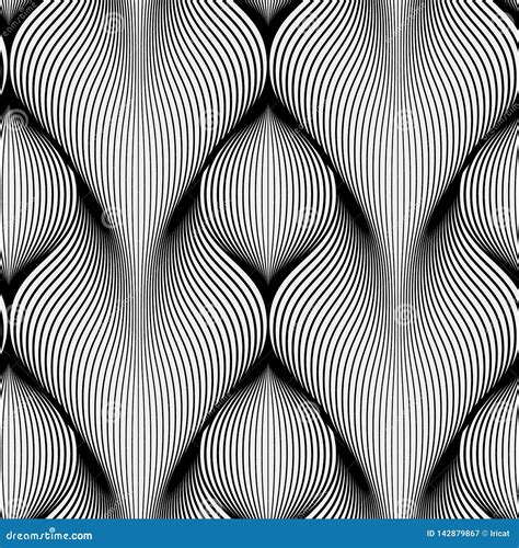 Seamless Pattern Of Geometric Waves With Volume Effect Endless Stylish Texture Ripple