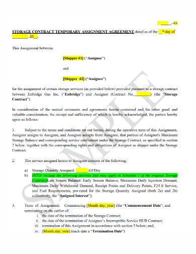 Free 10 Temporary Assignment Contract Samples In Pdf