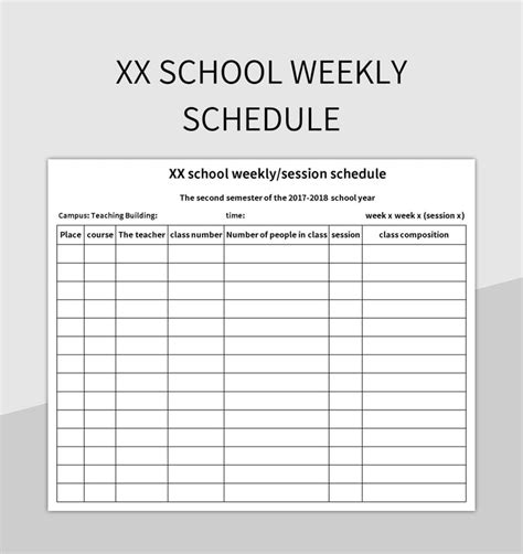XX Babe Weekly Schedule Excel Template And Google Sheets File For Free Download Slidesdocs
